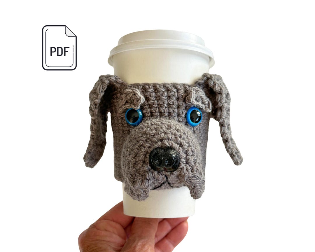 Weimaraner Crochet Pattern, Weimaraner Dog Cup Cozy Pattern, Realistic ...
