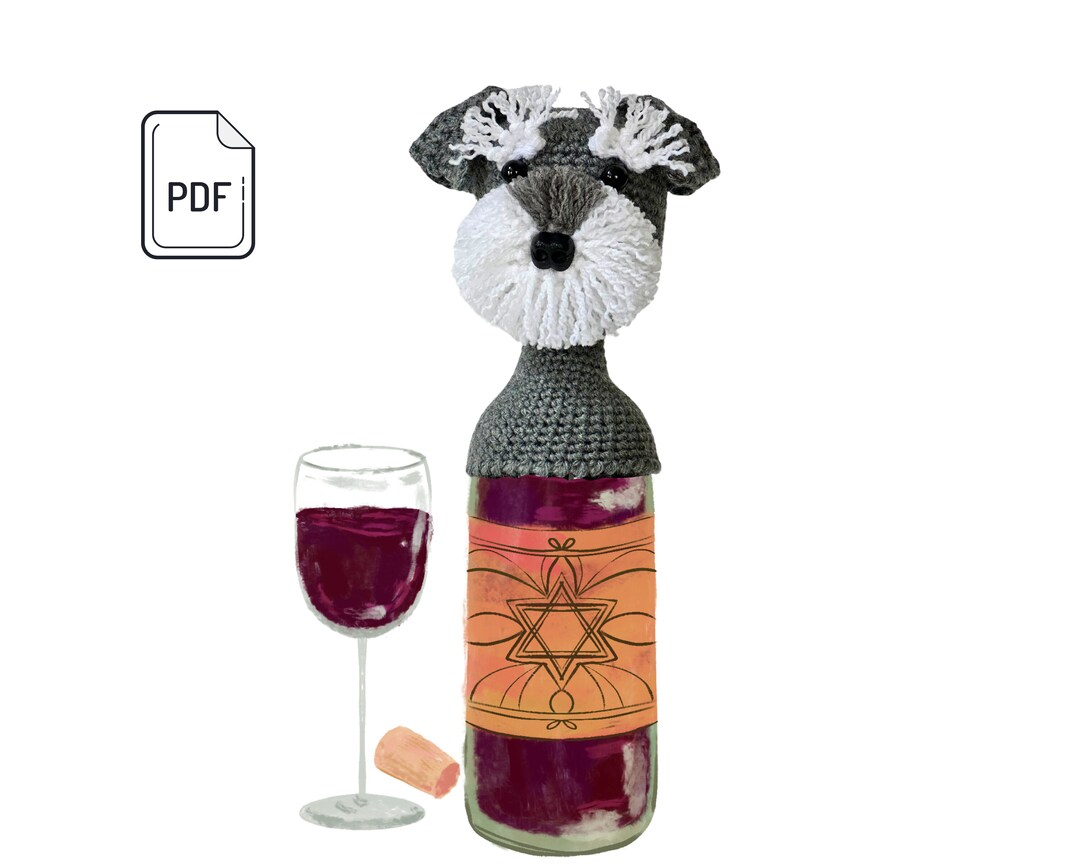 Schnauzer Dog Wine Topper Crochet Pattern - Etsy