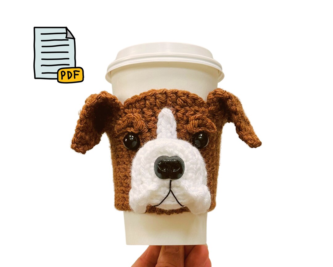 Boxer Puppy Cup Cozy Pattern Boxer Dog Crochet Pattern - Etsy