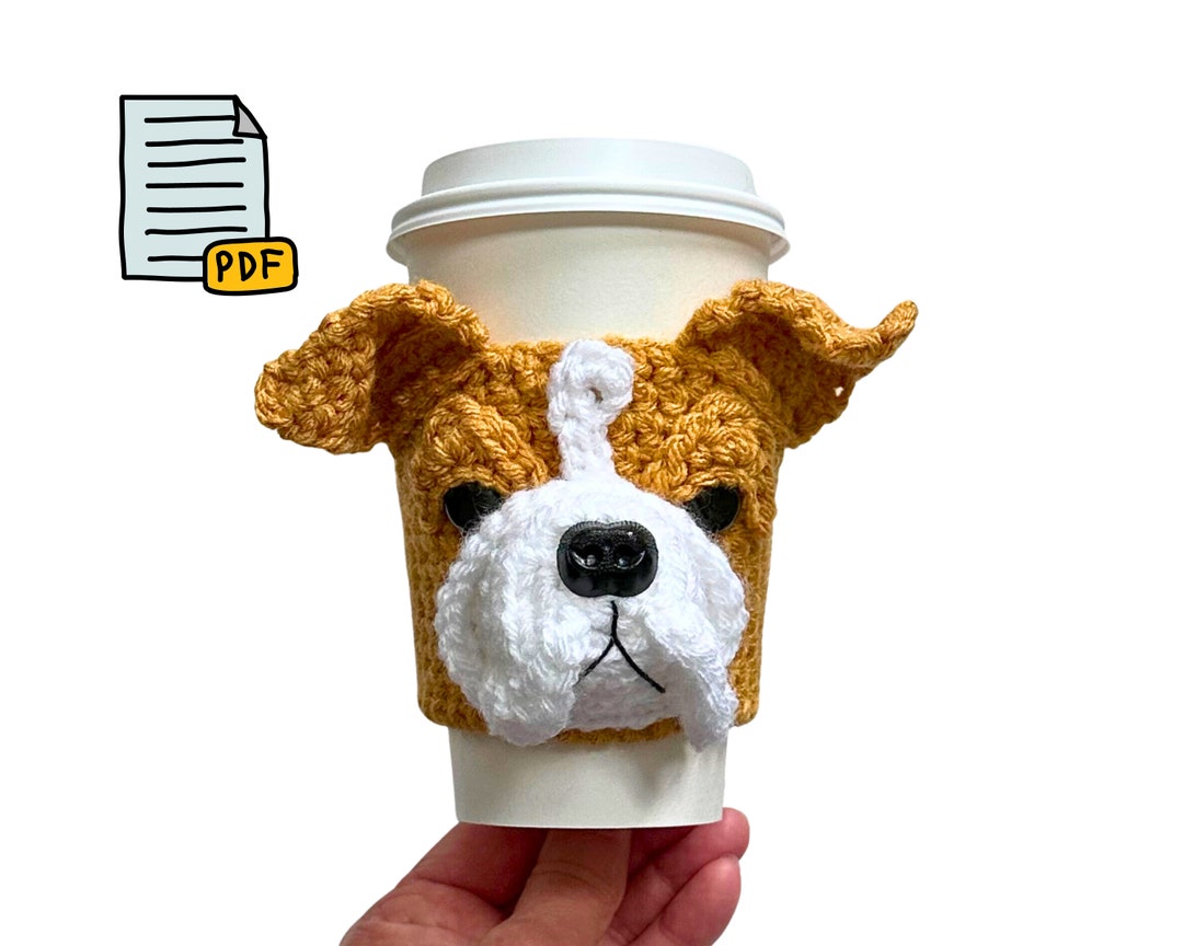 English Bulldog Cup Cozy Pattern American Bulldog Crochet - Etsy