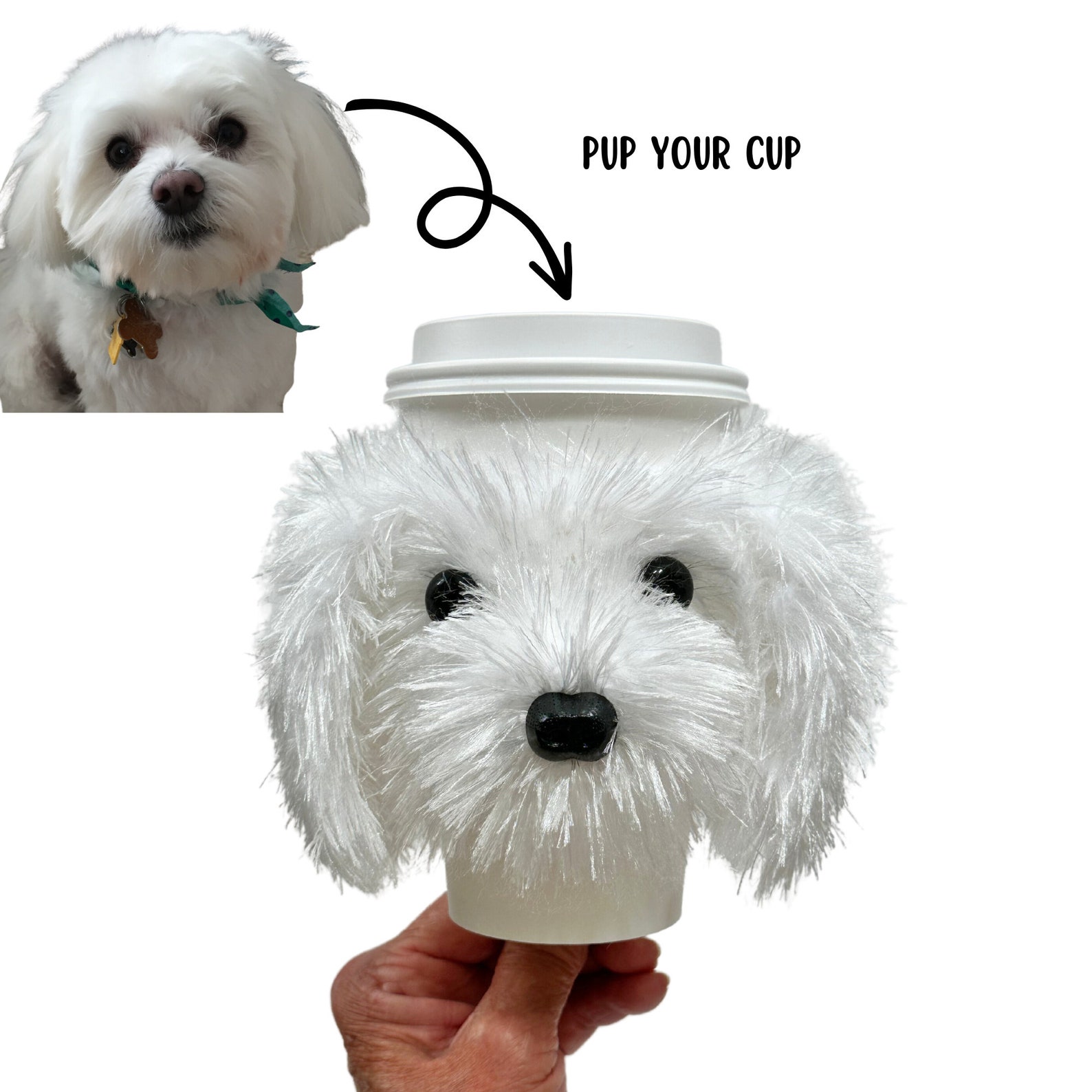 Maltese Crochet Pattern, Maltese Dog Cup Cozy Pattern, Small Dog ...