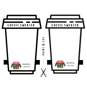 Holiday Coffee Cozy Printable Cup Insert, Cozy Display Card, Cup Sleeve ...