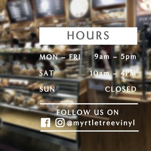 Business Hour Decal Vinyl Store Front Sign Restaurant Open Hour Sign W ...