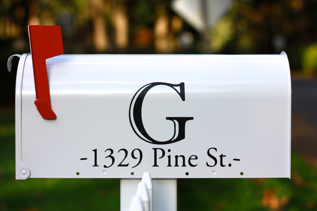 Mailbox Decal Single Custom Initial Monogram and Address Personalized ...