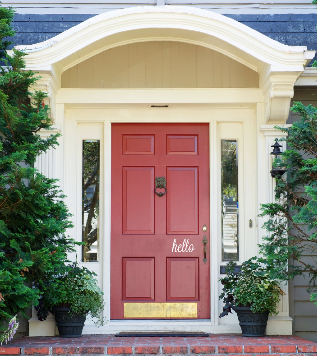 Front Door Decoration Hello Decal Sign Custom Vinyl Saying Monogram 6. ...