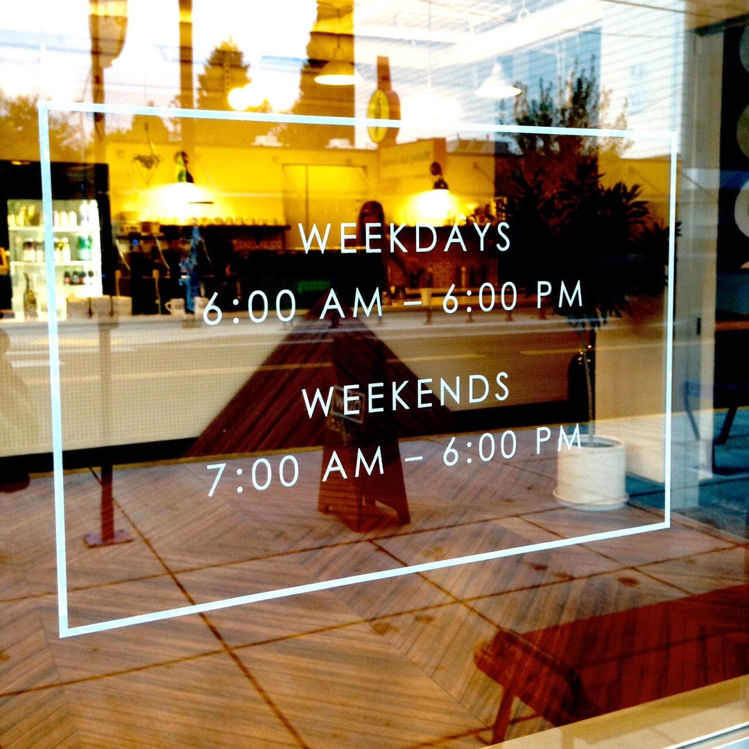 Store Front Hours Vinyl Decal Store Sign Store Display Decal Boutique ...