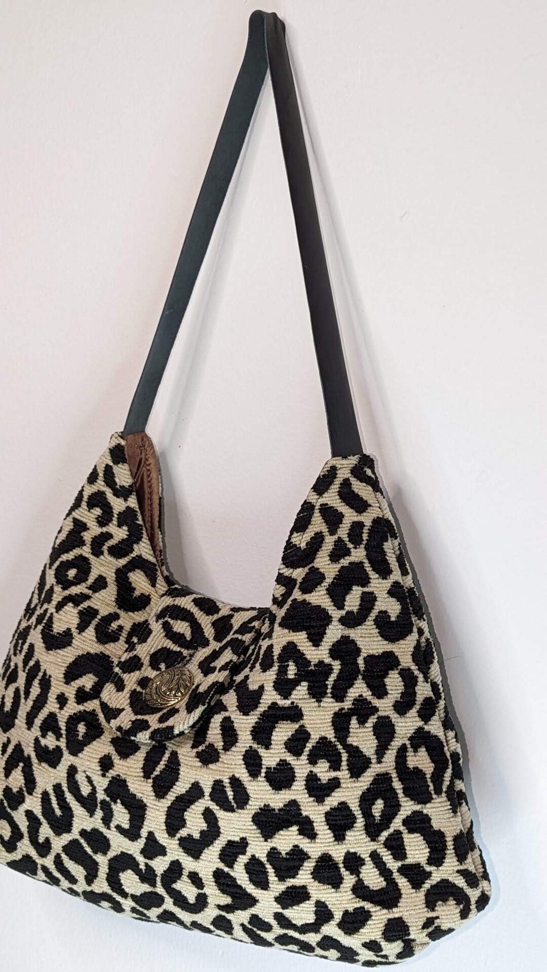 Animal Print Shoulder Bag With Leather Strap - Etsy