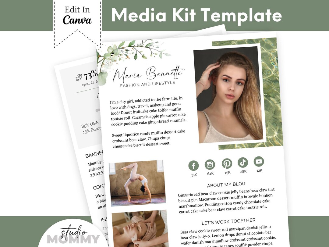 Media Kit Template Canva, Influencer Media Kit, Content Creator Media ...