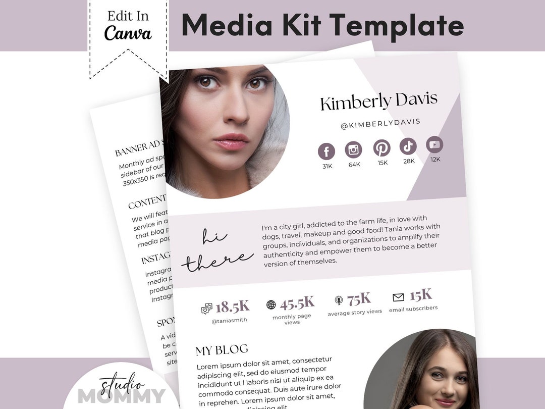 Influencer Media Kit, Media Kit Template Canva, Content Creator Media ...