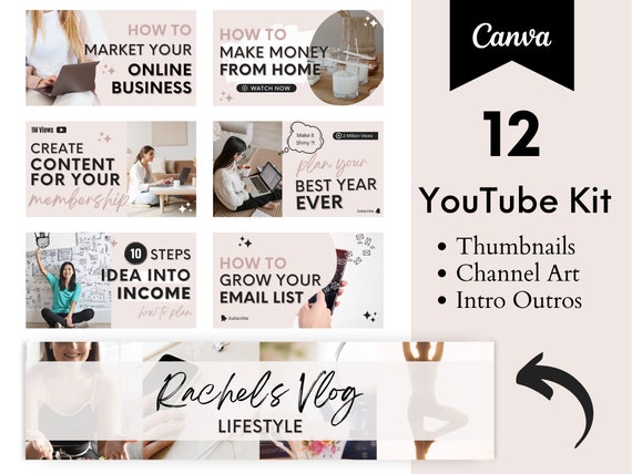 Youtube Branding Kit Youtube Banner Template Canva Youtube - Etsy