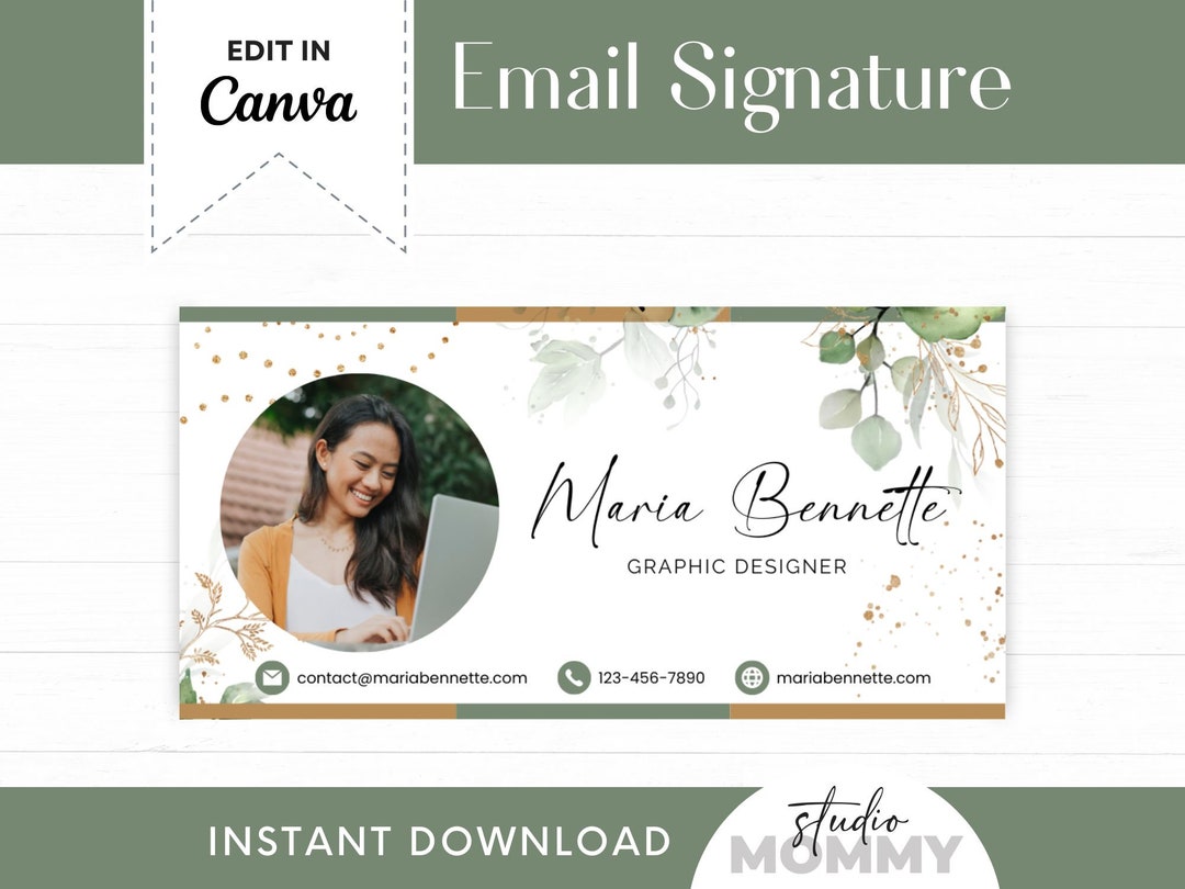 Green Email Signature Template Canva - Email Marketing Signature ...