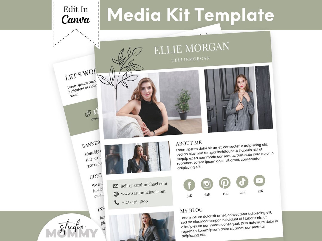 Media Kit Template Canva, Influencer Media Kit, Content Creator Media ...