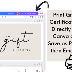Gift Card Template Printable and Editable - Gift Certificate for Women ...