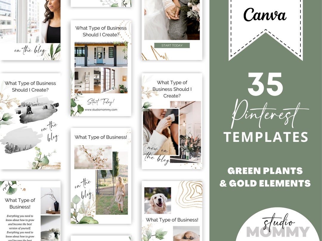 Green Pinterest Pin Templates Pinterest Templates Canva Pinterest ...