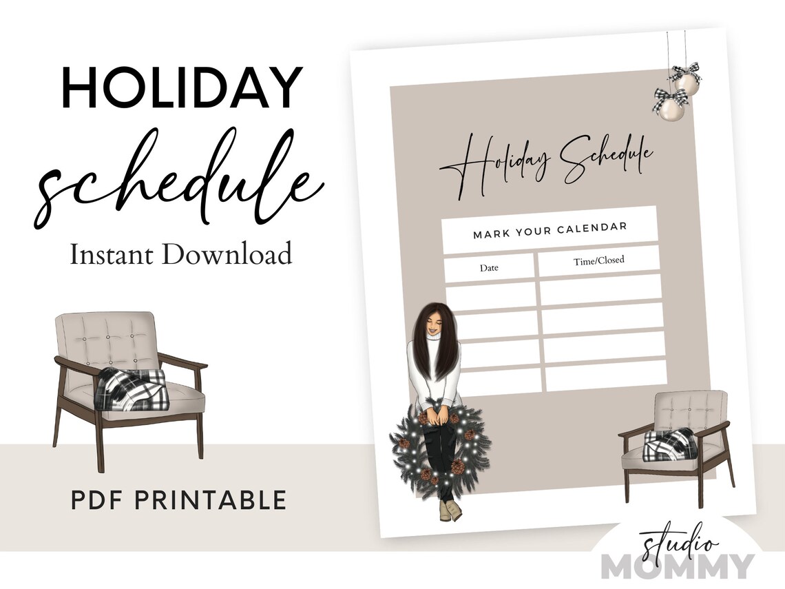 Christmas Holiday Schedule Printable Christmas Printable - Etsy