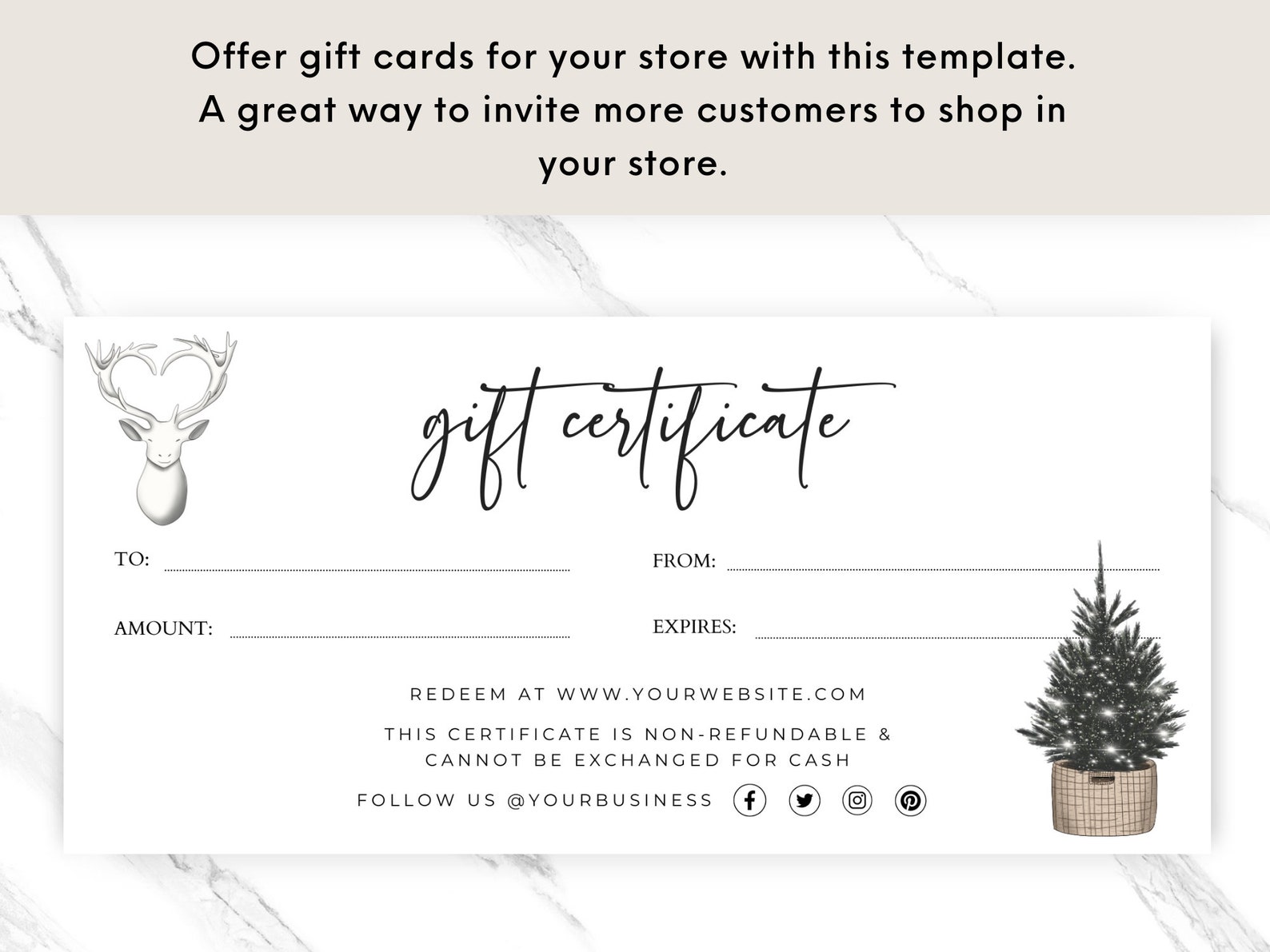 Christmas Gift Card Template Printable and Editable Gift - Etsy