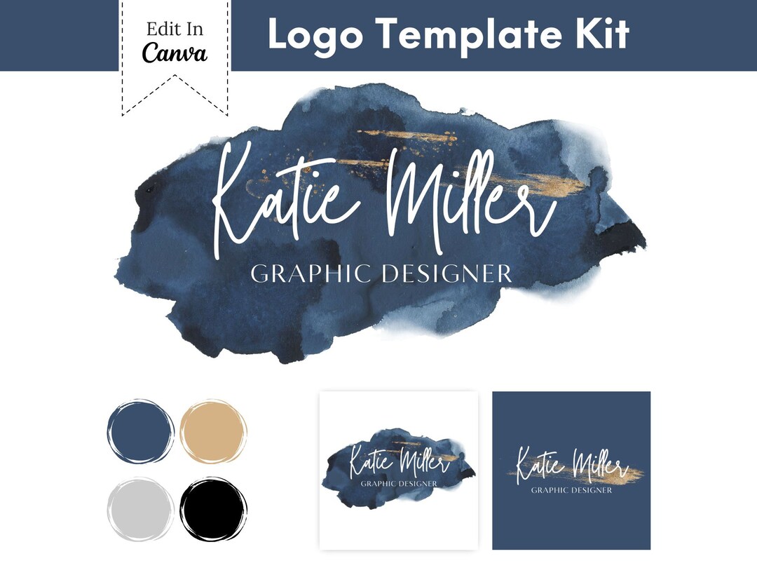 Blue Editable Logo Template Canva - Modern Logo, Minimalist Logo ...