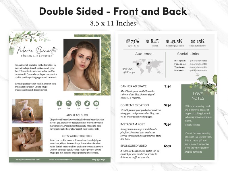 Media Kit Template Canva Influencer Media Kit Content - Etsy