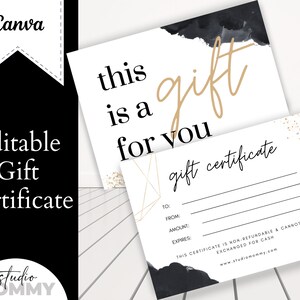 Gift Card Template Printable and Editable Gift Certificate - Etsy