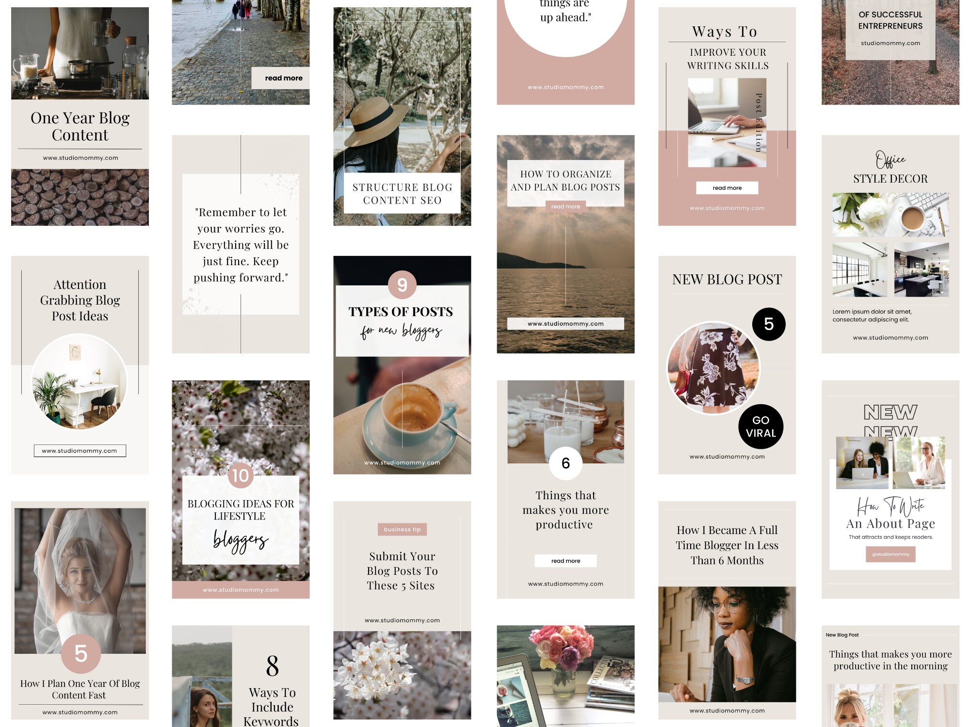 Neutral Pinterest Pin Templates, Pinterest Templates Canva, Pinterest ...