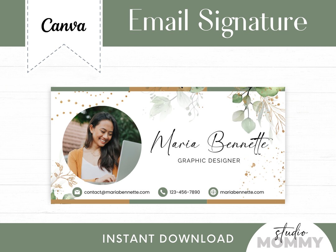 Green Email Signature Template Canva Email Marketing - Etsy