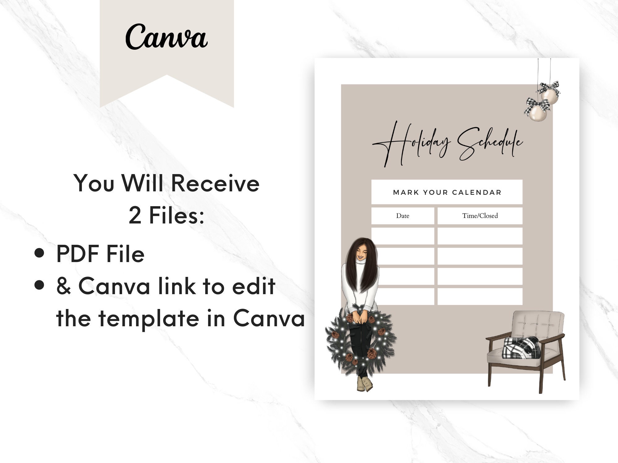 Christmas Holiday Schedule Printable: Business Hours Template (PDF ...
