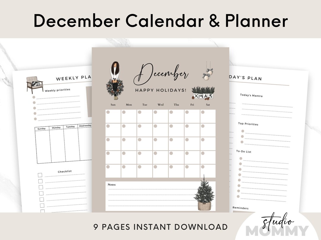 December Christmas Calendar 2022 December Monthly Calendar - Etsy