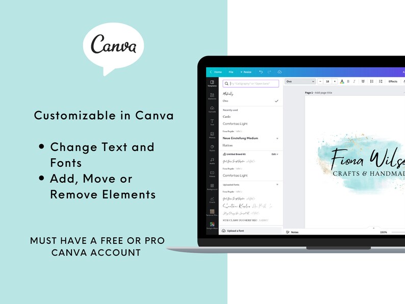 Teal Editable Logo Template Canva Modern Logo Minimalist - Etsy