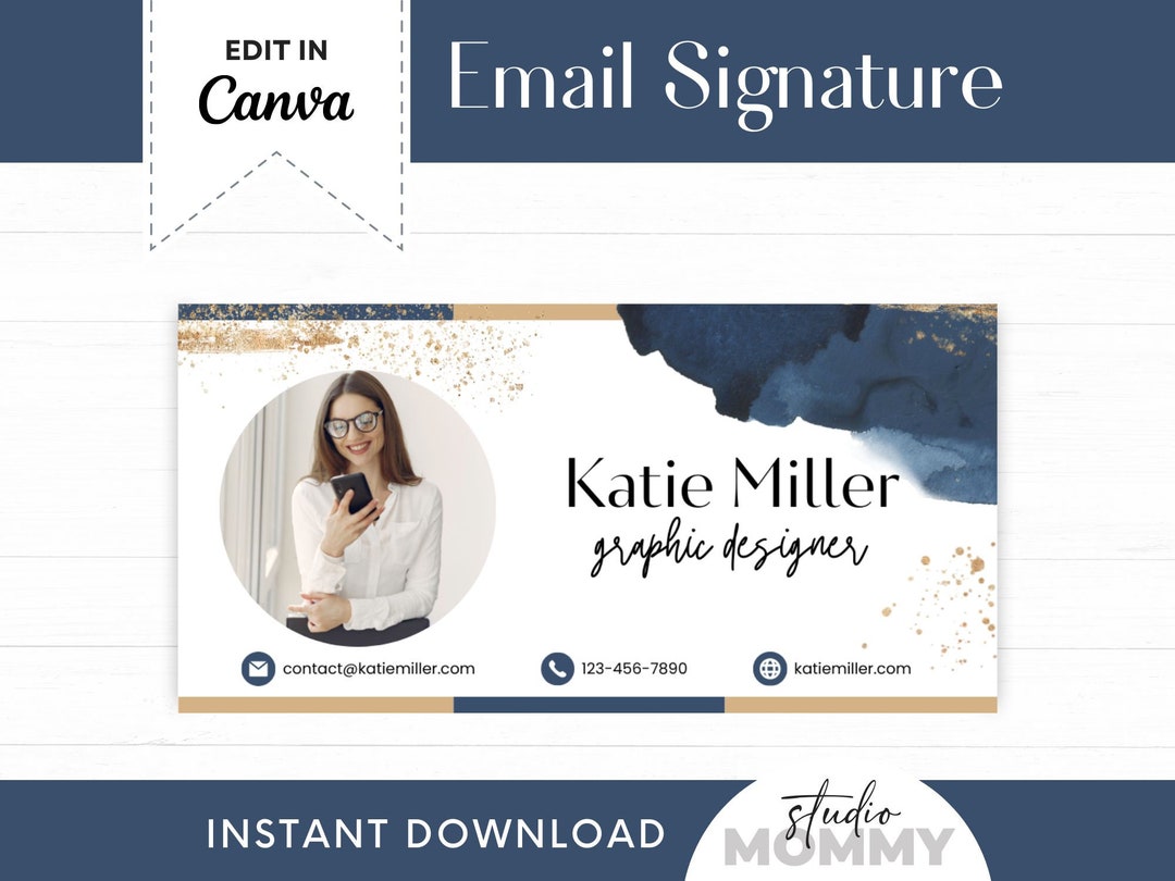 Navy Email Signature Template: Canva Email Marketing (digital Download ...