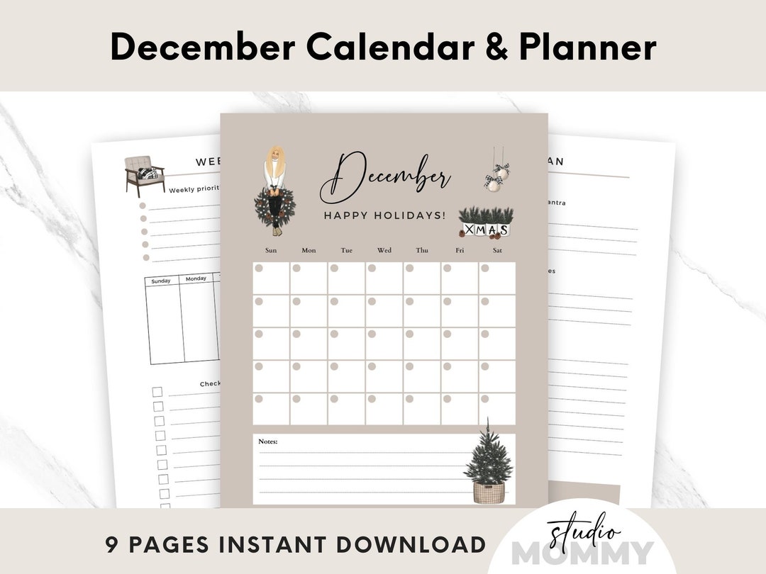 December Christmas Calendar 2022 - December Monthly Calendar Printable ...
