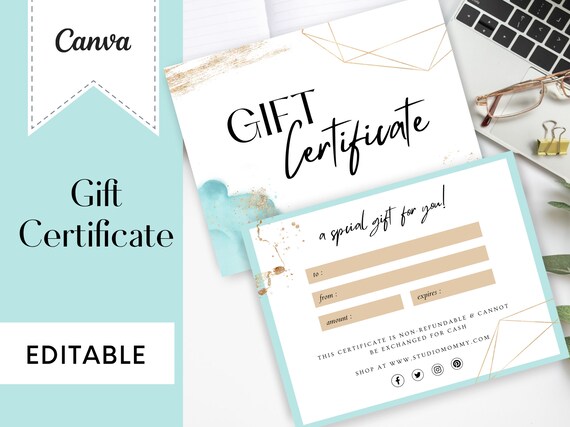 Gift Certificate Template Printable and Editable Gift for - Etsy