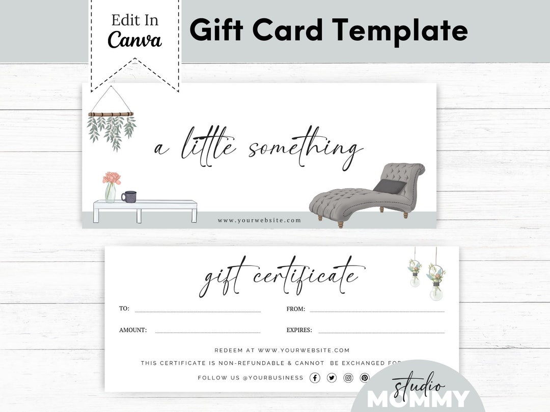 Home Gift Card Template Printable and Editable - Gift Certificate for ...