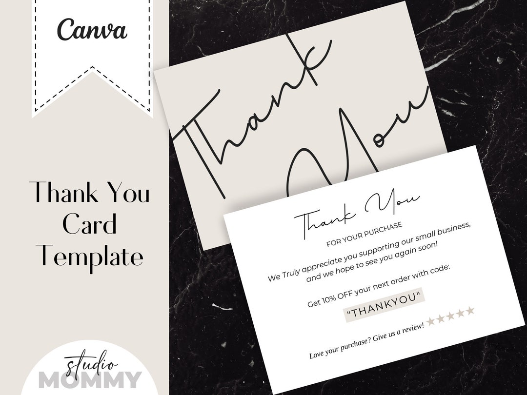 Neutral Business Thank You Card Template, Modern Insert (canva Editable ...