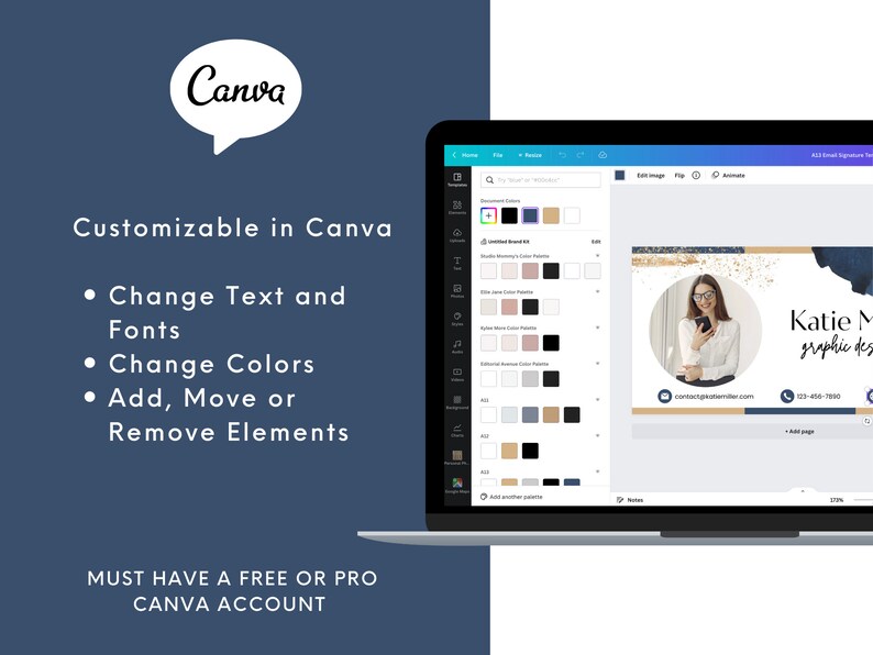 Navy Email Signature Template: Canva Email Marketing (digital Download ...