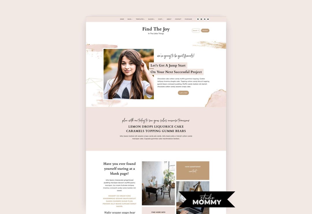 Wordpress Theme - Feminine Pink Wordpress Template: Elegant Kadence ...