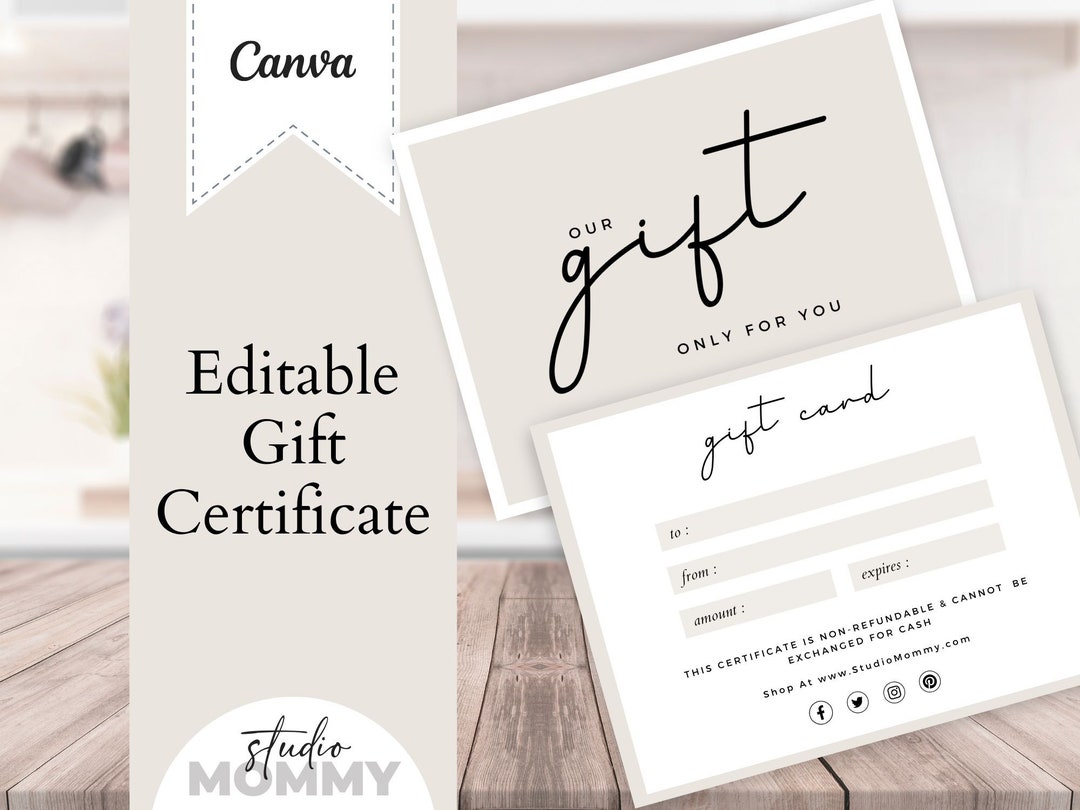 Gift Card Template Printable and Editable Gift Certificate for Women ...
