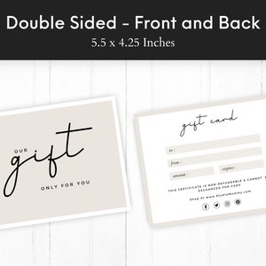 Gift Card Template Printable and Editable - Gift Certificate for Women ...