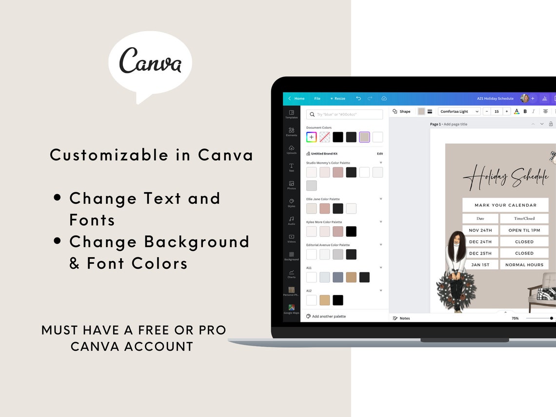 Christmas Holiday Schedule Printable Christmas Printable - Etsy