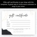 Gift Card Template Printable and Editable Gift Certificate - Etsy