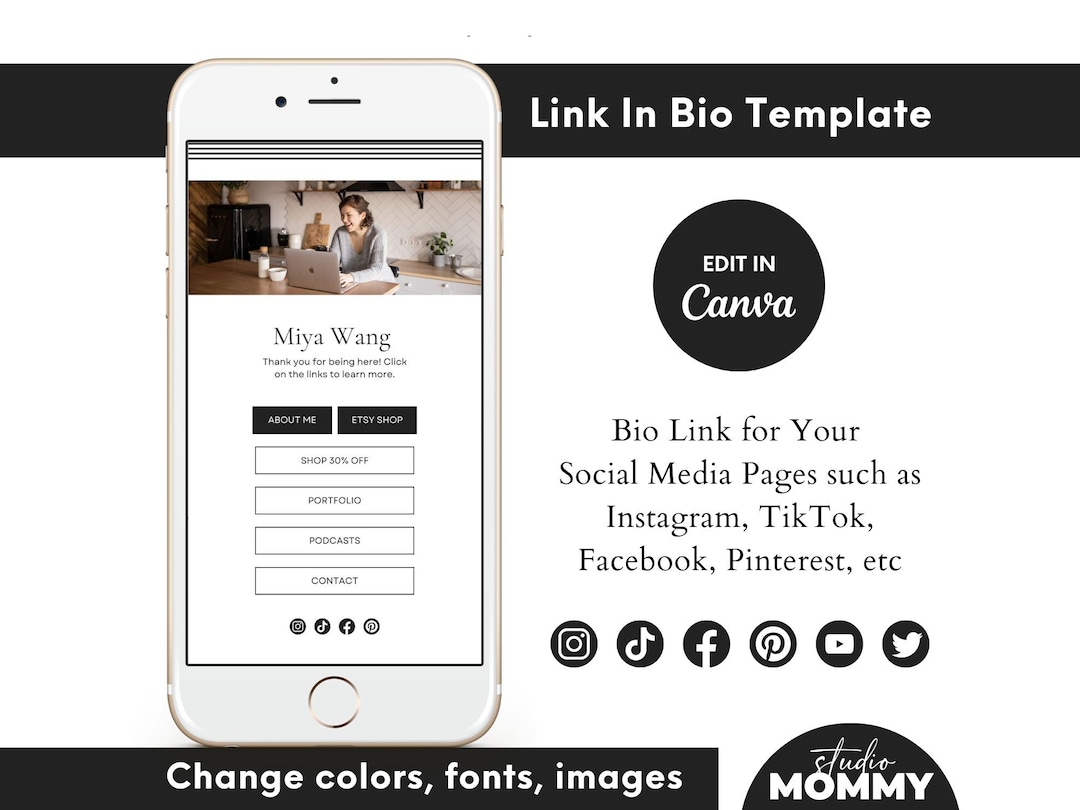 Instagram Bio Link Canva Template: Social Media Landing Page (PDF) - Studio Mommy A09 - Etsy