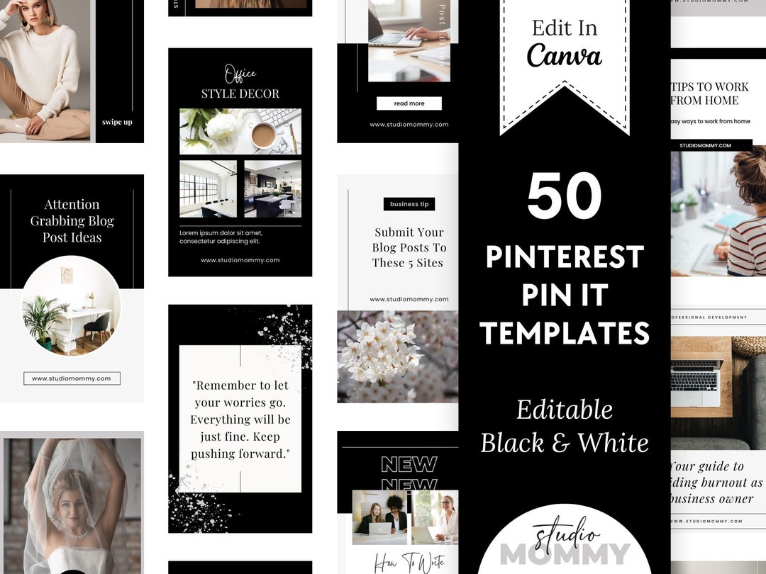 Black Pinterest Pin Templates - Pinterest Templates Canva - Pinterest ...