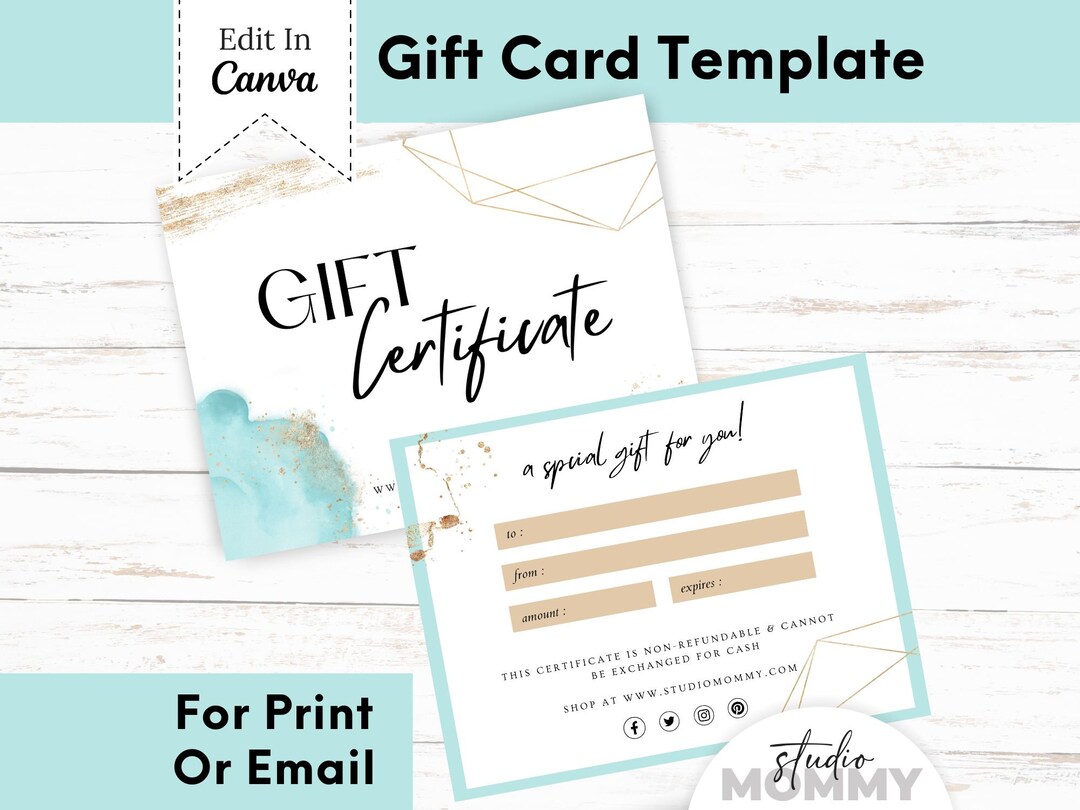 Gift Certificate Template Printable and Editable - Gift for Women ...