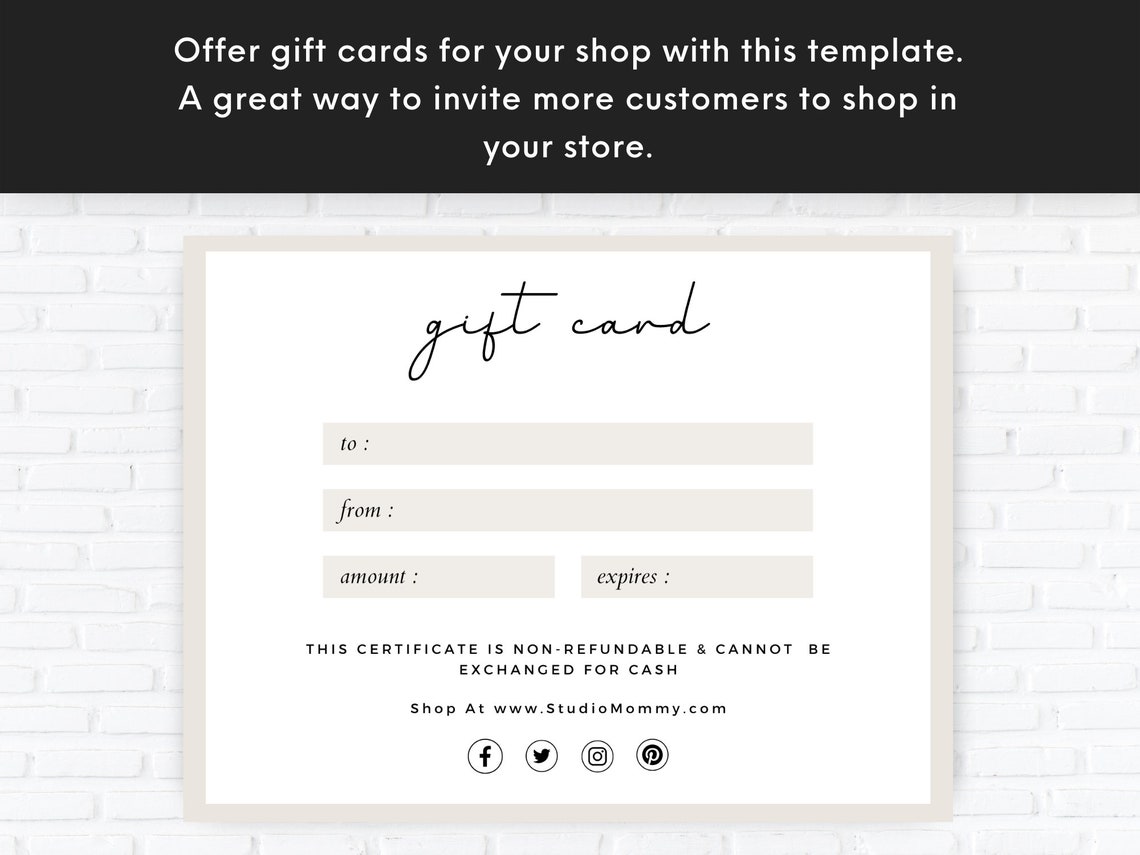 Gift Card Template Printable and Editable Gift Certificate - Etsy