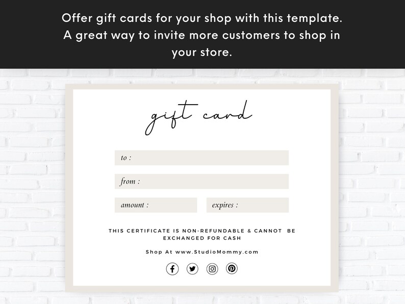 Gift Card Template Printable and Editable Gift Certificate - Etsy