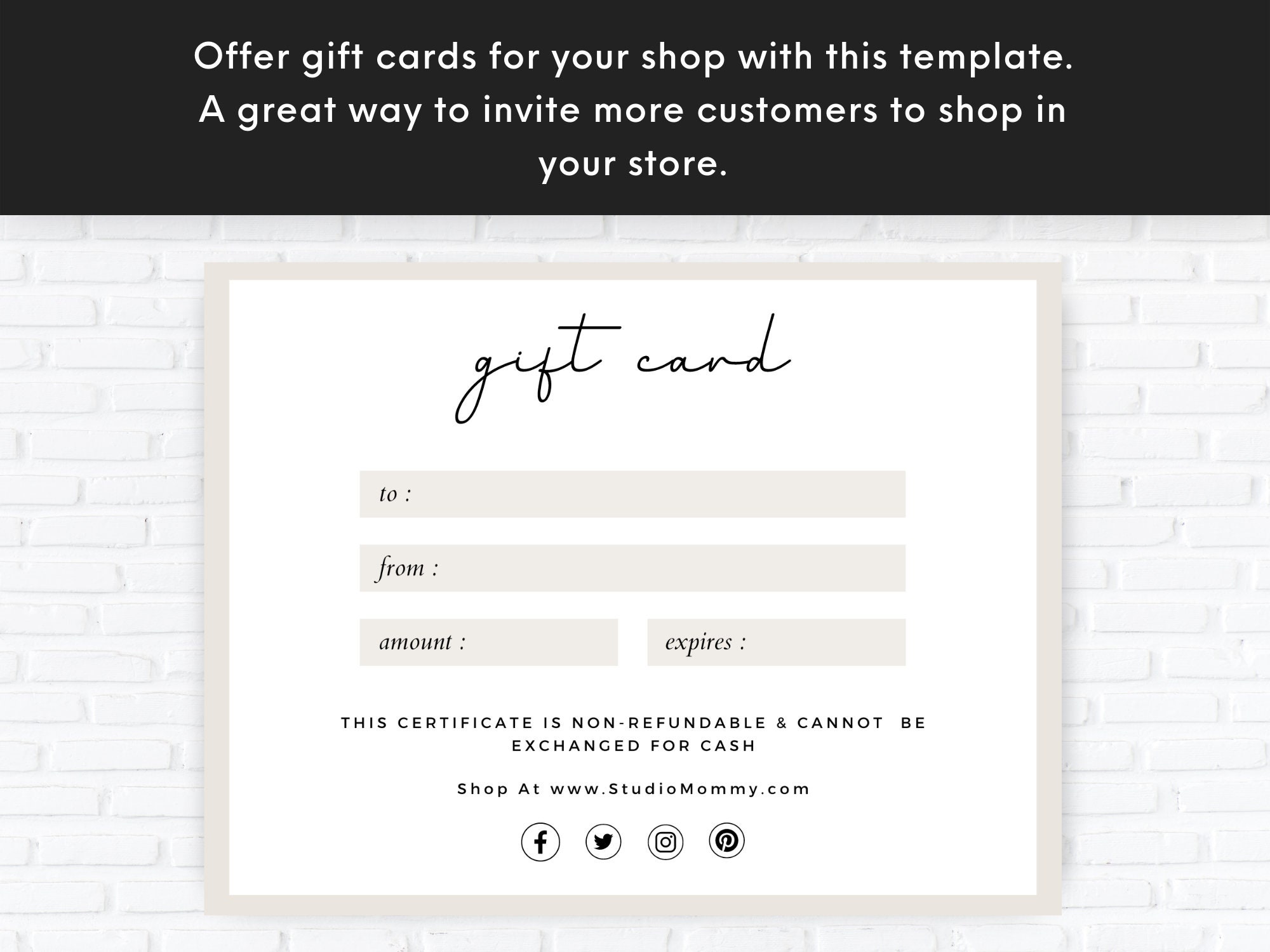 Gift Card Template Printable and Editable Gift Certificate - Etsy UK