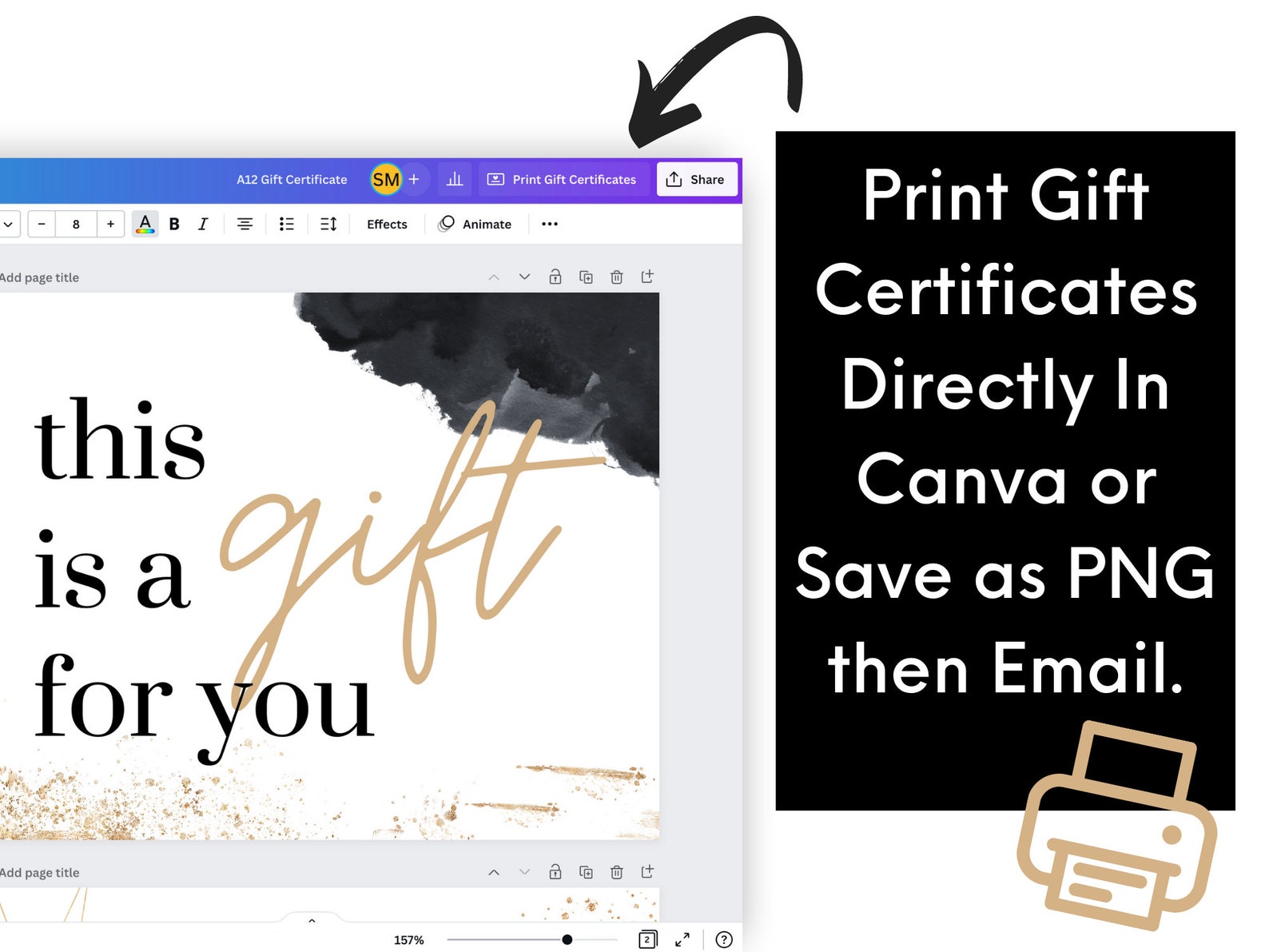 Gift Card Template Printable and Editable Gift Certificate - Etsy