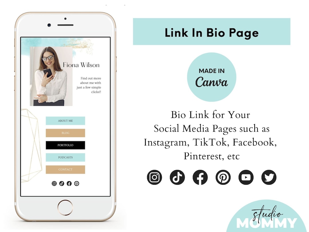 Link in Bio Canva Template Link in Bio Instagram Tiktok Facebook ...