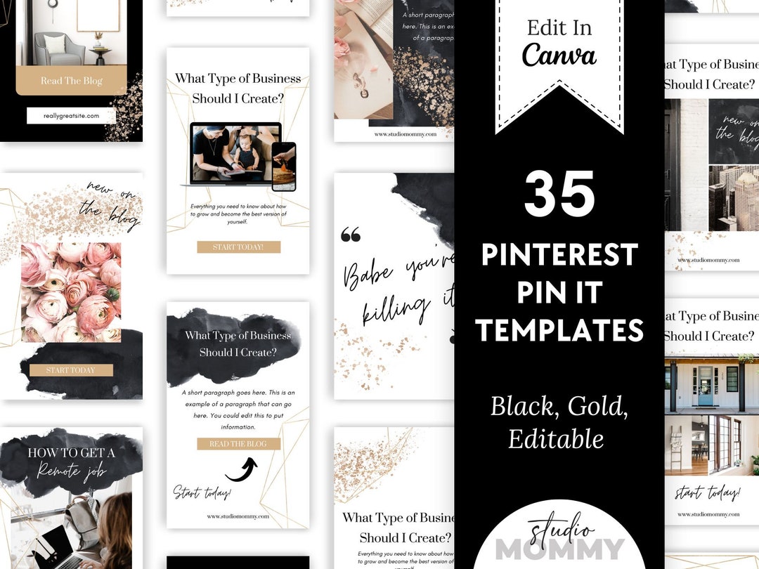 Black Pinterest Pin Templates - Pinterest Templates Canva - Pinterest ...