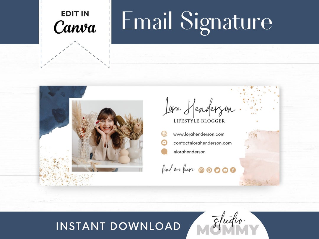 Email Signature Canva Template - Watercolor Design (digital Download ...