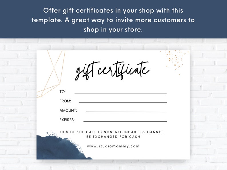 Gift Card Template Printable and Editable Gift Certificate - Etsy